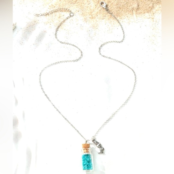 Jewelry | Magic Mermaid Silhouette Blue Glow In Dark Beach Sand Bottle ...